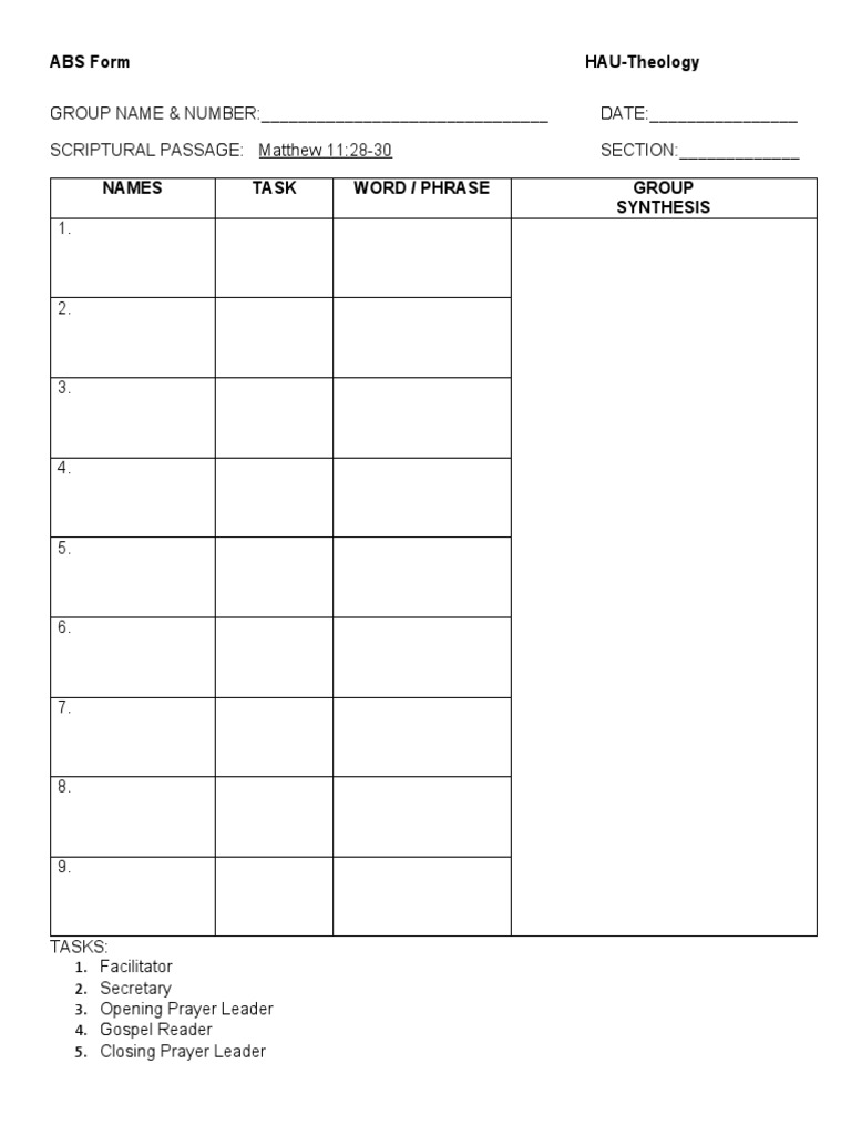 ABS Form for Group Activities | PDF