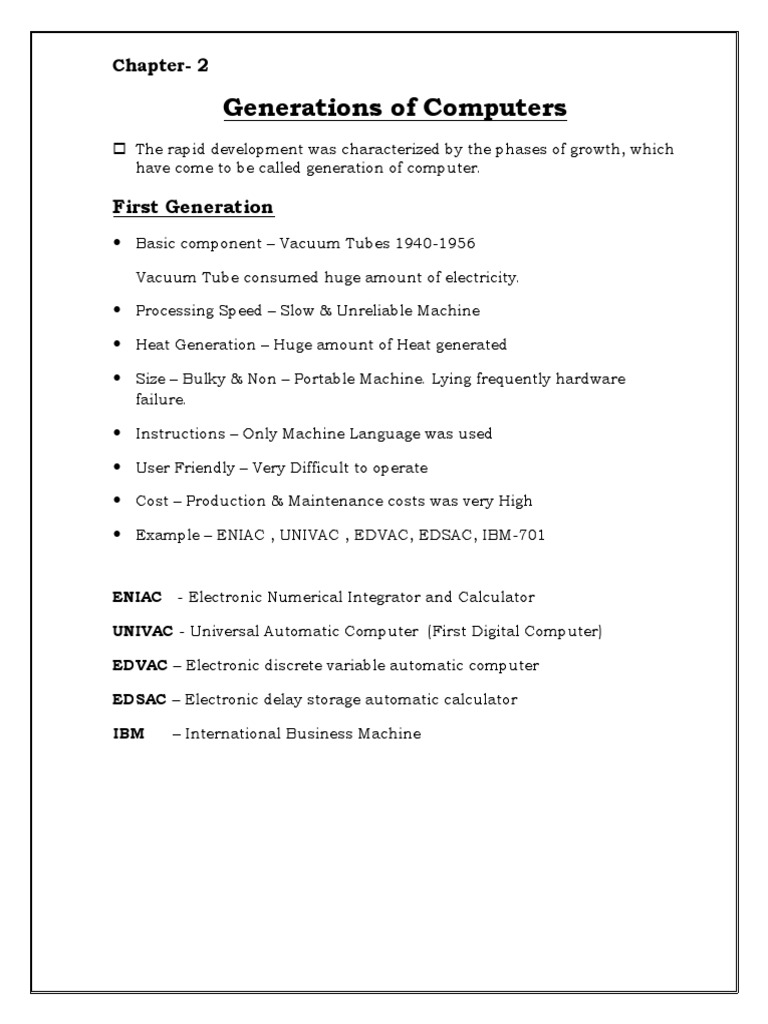 Generation of Computer | PDF | Integrated Circuit | Electronics
