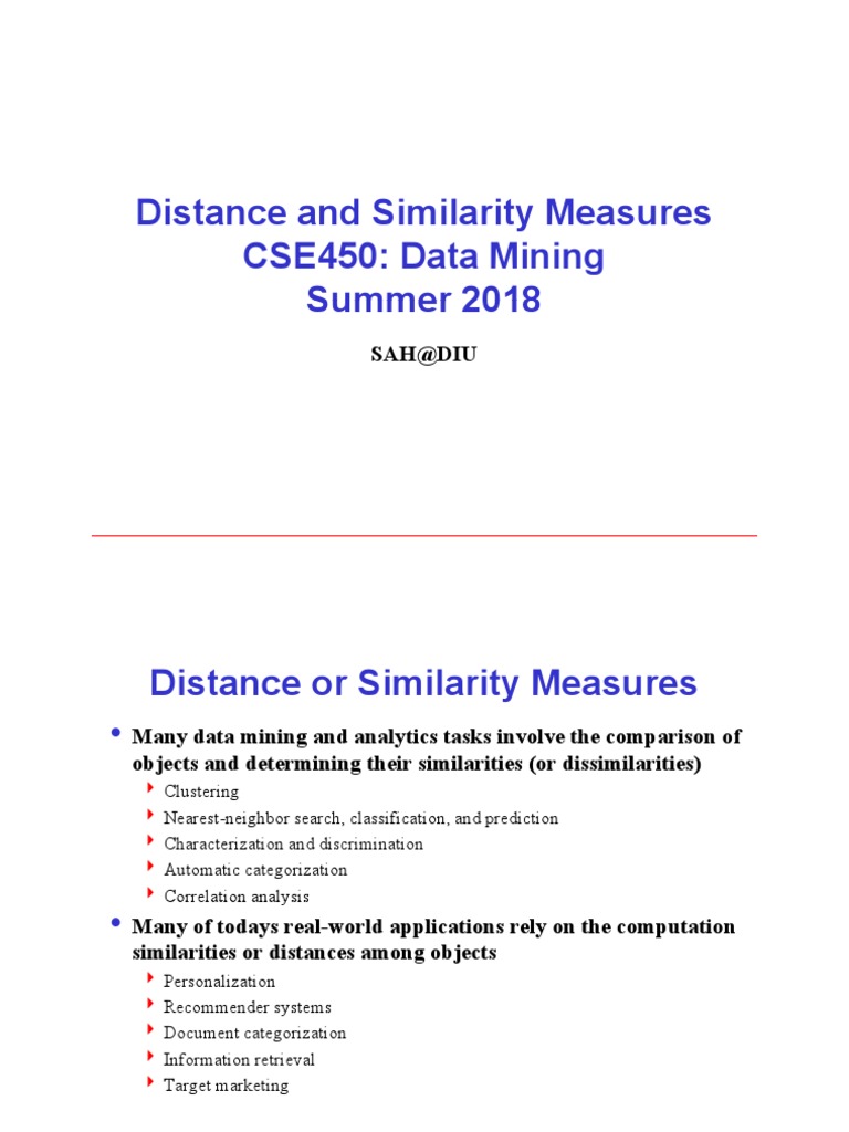 Distance and Similarity Measures in Data Mining | PDF | Statistical ...
