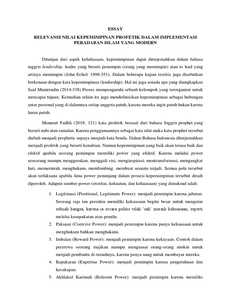 Kepemimpinan Profetik dalam Islam Modern | PDF