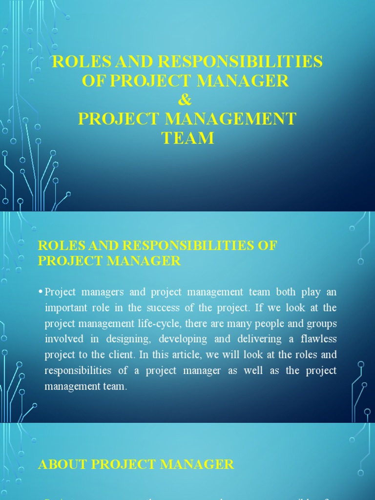 Defining the Roles and Responsibilities of Project Managers and their ...