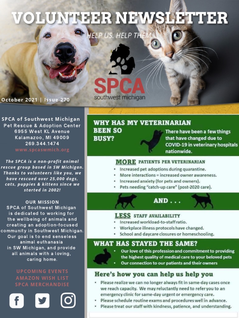 SPCA Southwest Michigan October Newsletter | PDF | Domesticated Animals ...
