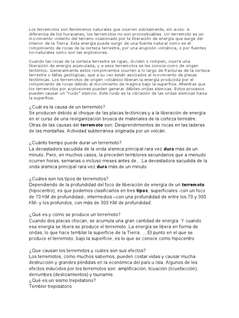 Causas y tipos de terremotos explicados | PDF | Temblores | Geofísica
