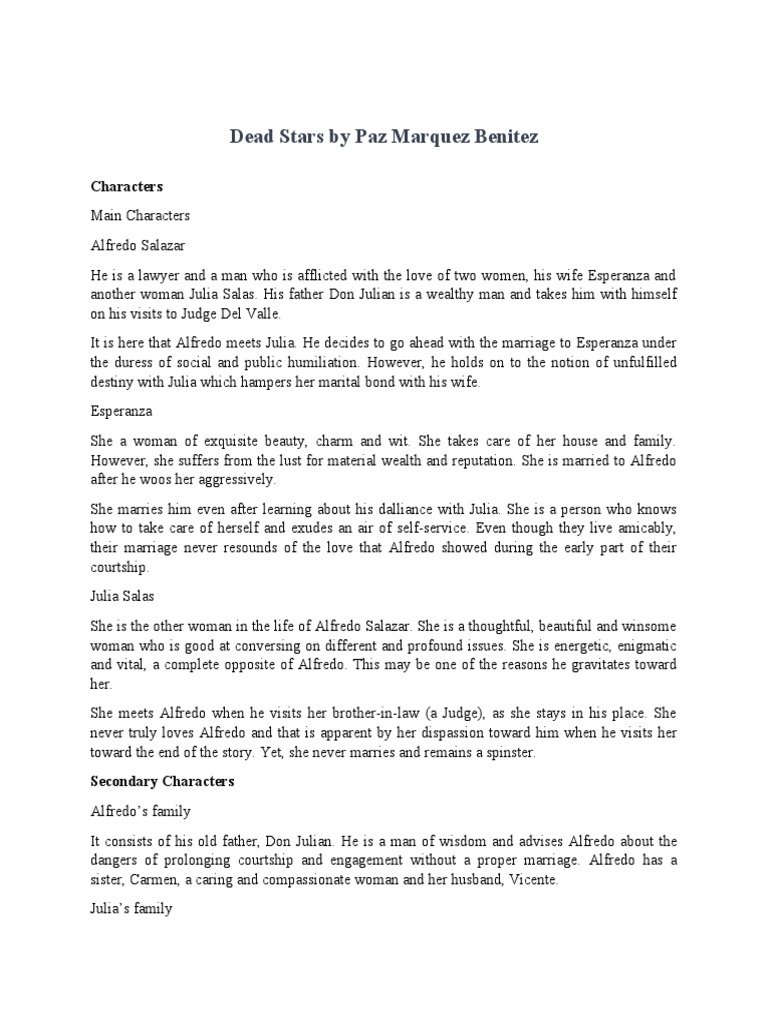 Dead Stars by Paz Marquez Benitez: Characters | Download Free PDF ...
