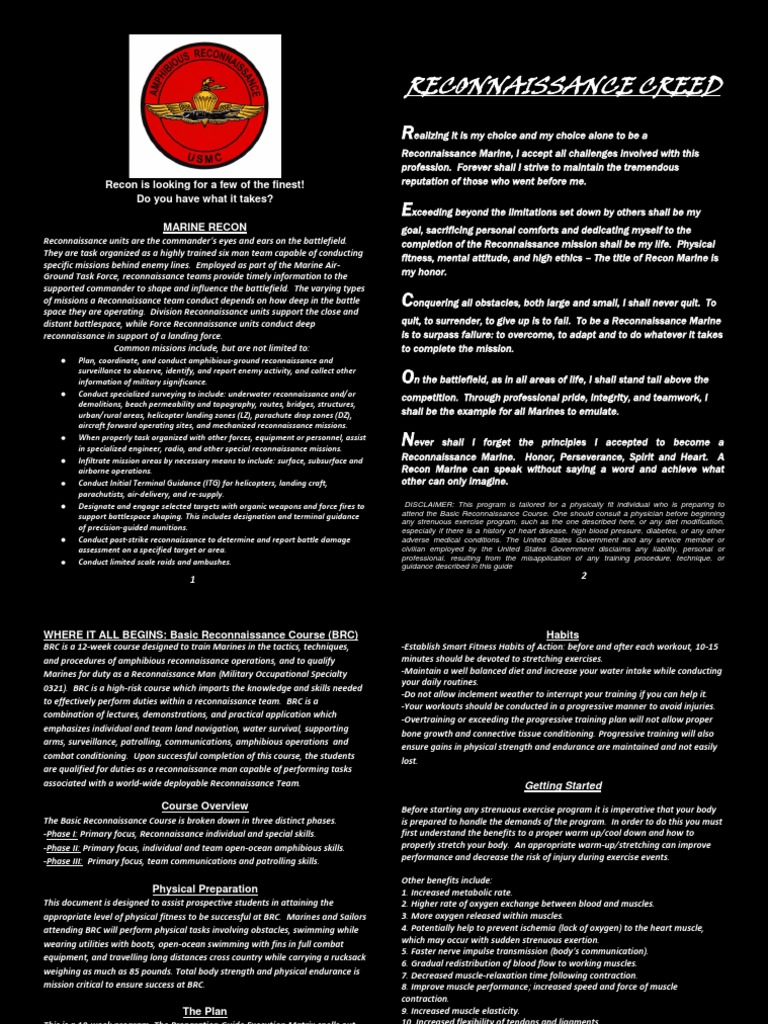 Marine Recon Training Guide | PDF | Foods | Nutrition