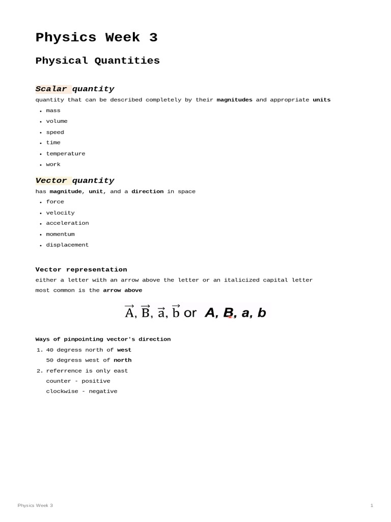 Physics Week 3: Physical Quantities | PDF