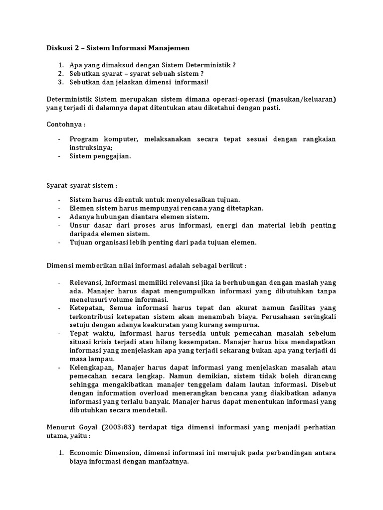 Diskusi 2 - Sistem Informasi Manajemen | PDF