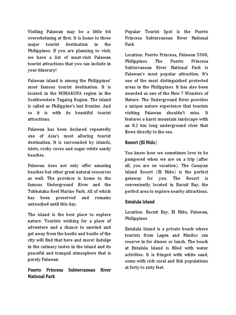 PALAWAN | PDF | Coastal And Oceanic Landforms | Tourism