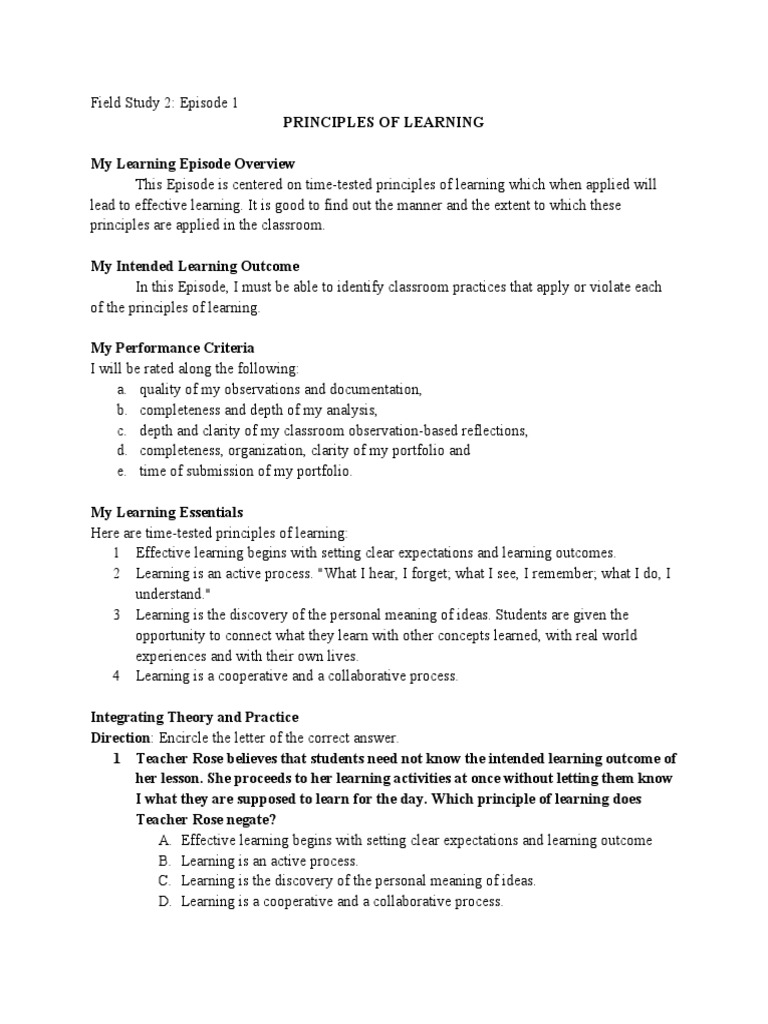 Field Study 2 | PDF | Learning | Teachers