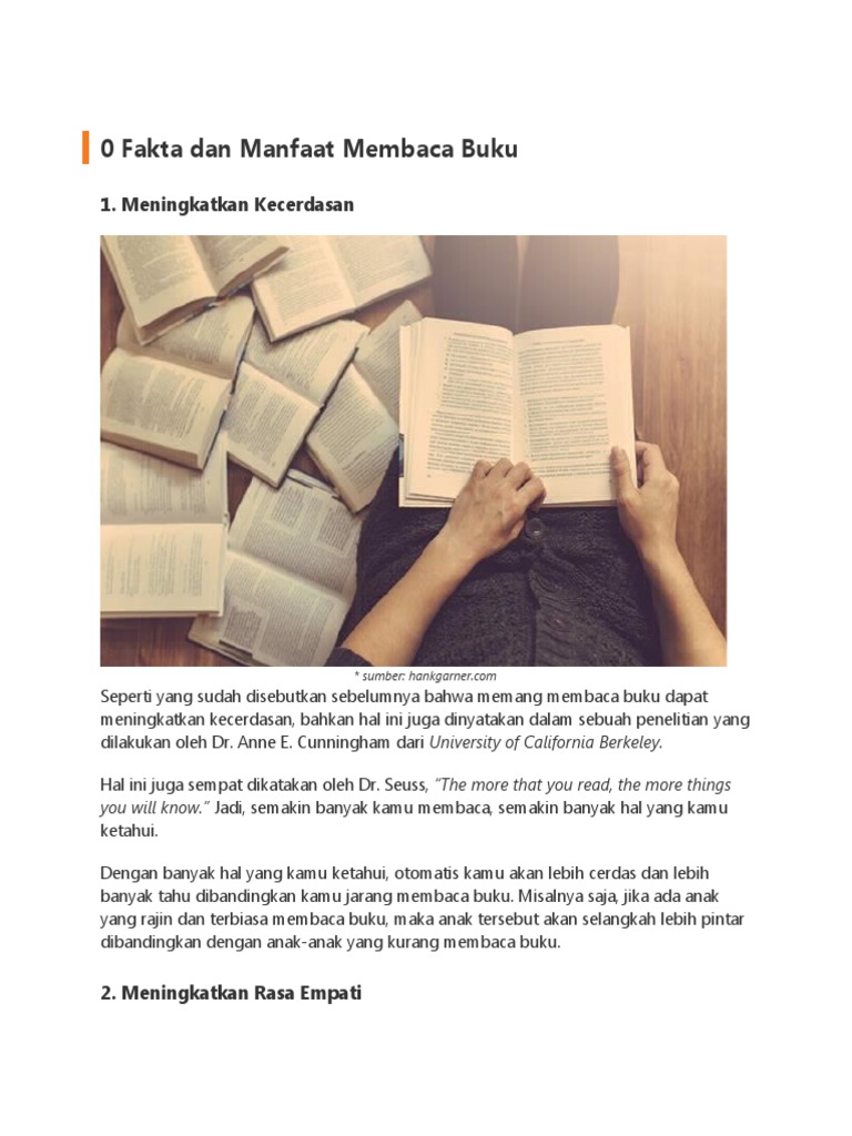 10 Fakta Dan Manfaat Membaca Buku | PDF