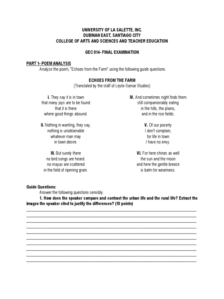 Gec 014 Final Examination | PDF