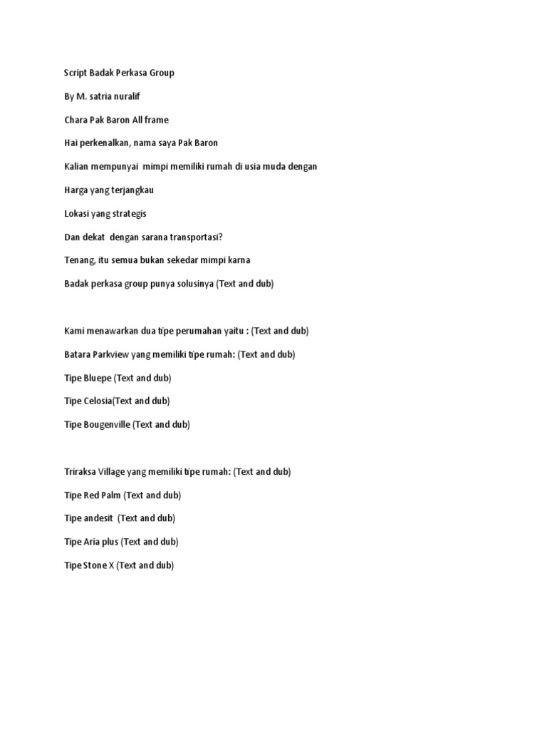 Script Badak Perkasa Group | PDF | Seni & Disiplin Bahasa | Kajian Bahasa Asing