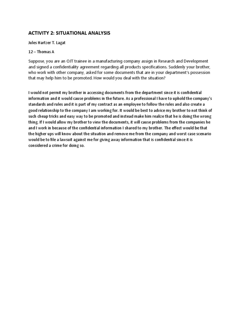 Activity 2 - Situational Analysis | PDF