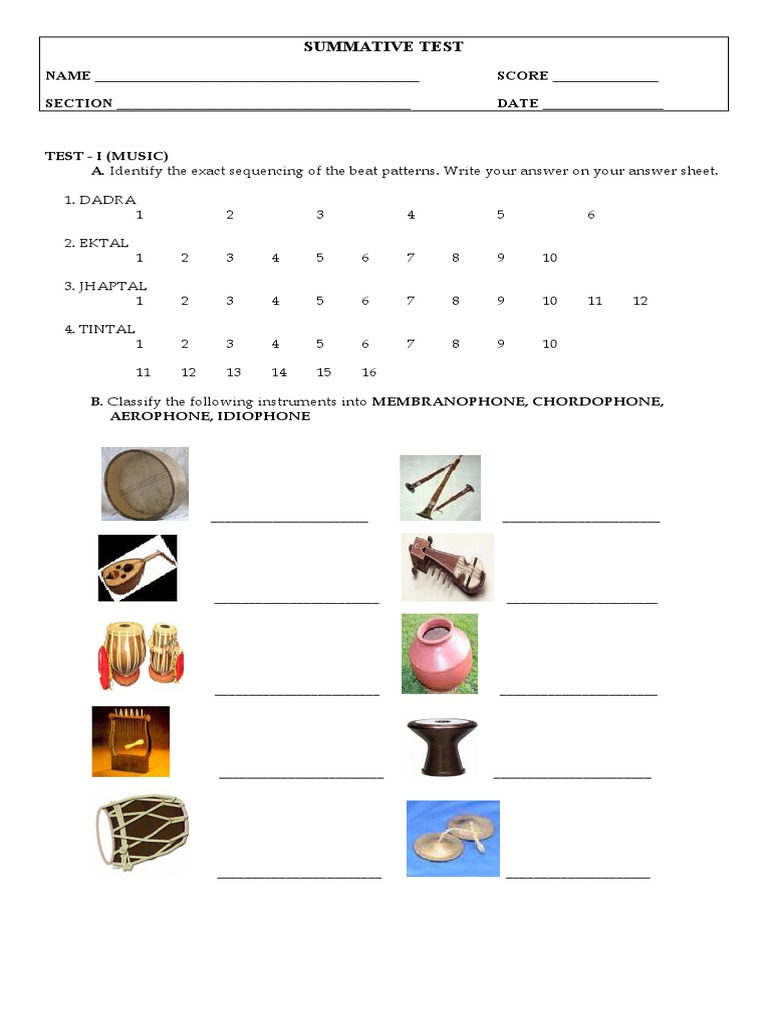 Music, PE, and Arts Summative Test | PDF | Devi