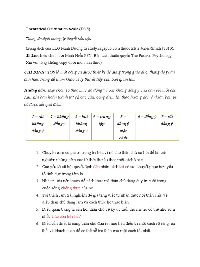 Theoretical Orientation Scale | PDF