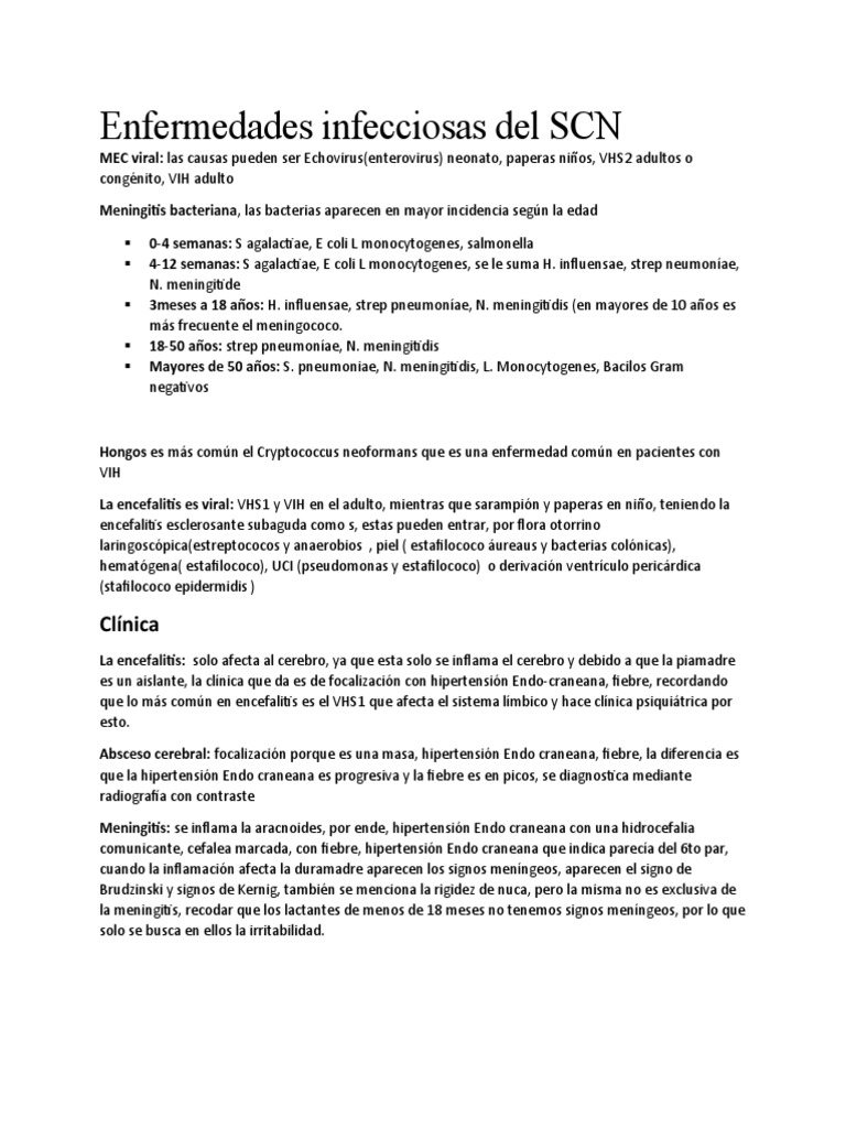 Caracterización y manejo de las principales Enfermedades Infecciosas del Sistema Nervioso ...