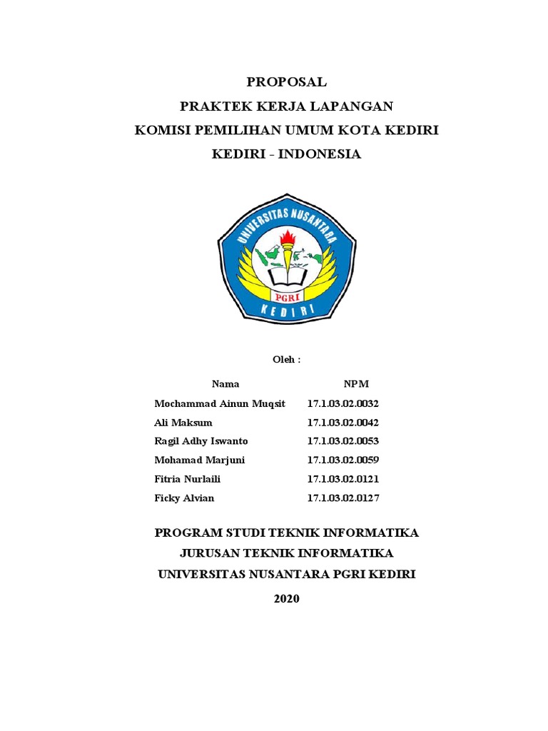 Proposal PKL di KPU Kediri 2020 | PDF | Karier & Perkembangan | Seni