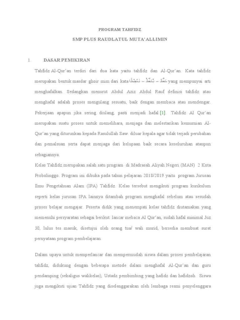 Program Tahfidz | PDF