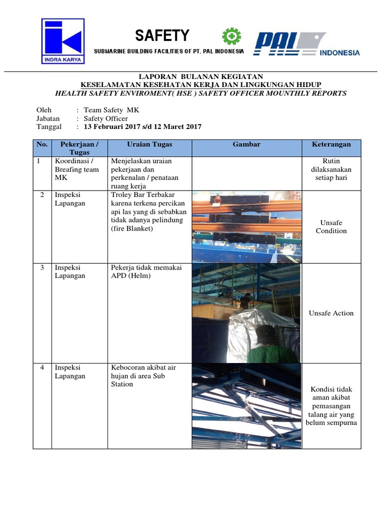 LAPORAN BULANAN HSE MK (BLN Ke-5) | PDF