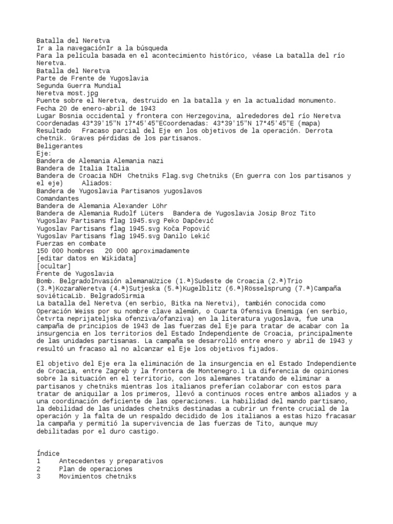 Batalla del Neretva y Chetniks | PDF | Teatro de Europa del Este de la ...
