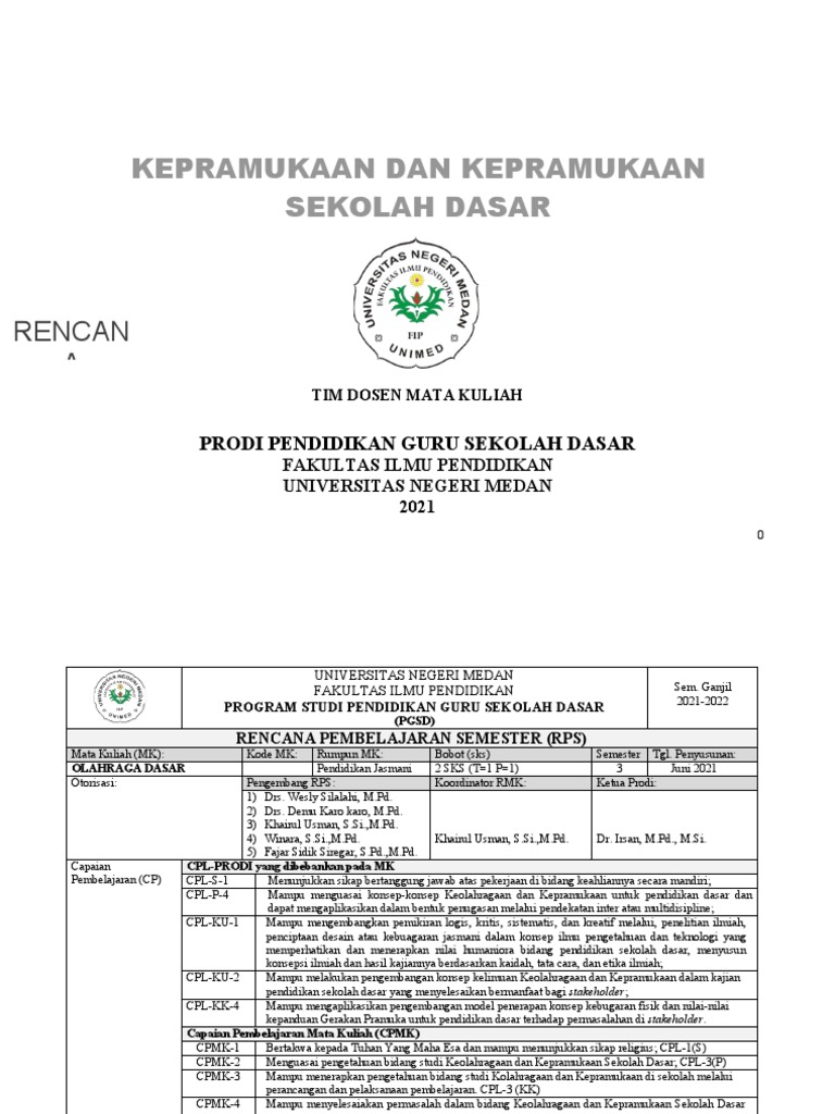 Rps - Keolahragaan Kepramukaan SD - Sem3 | PDF | Karier & Perkembangan