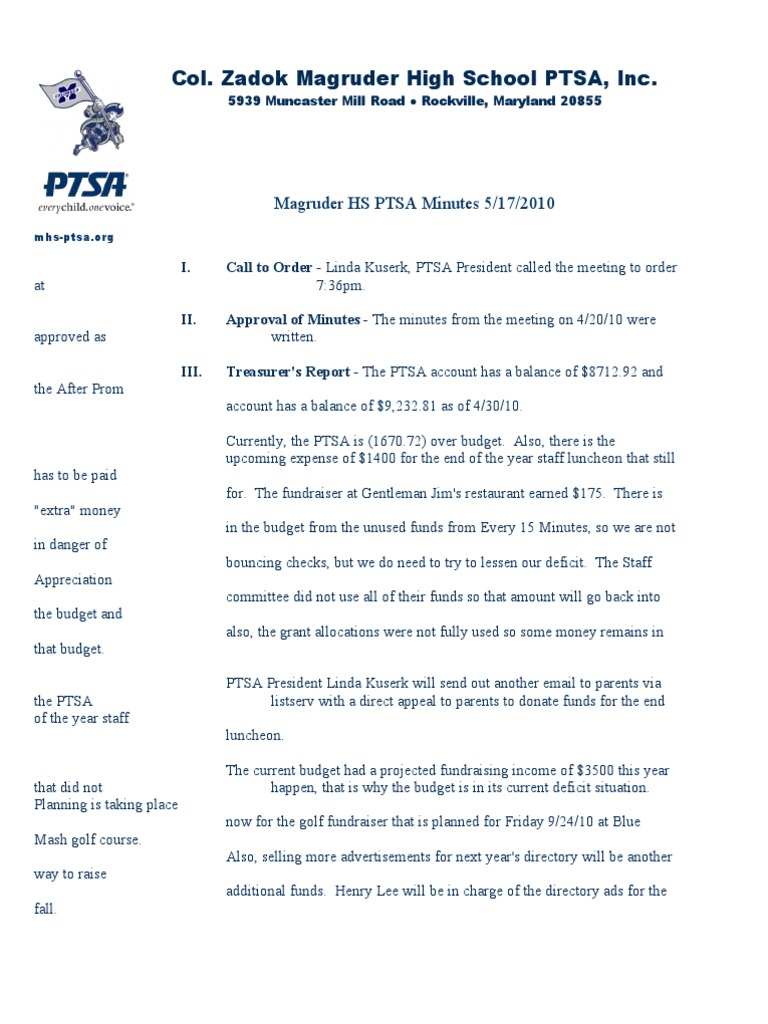 Col. Zadok Magruder High School PTSA, Inc | PDF | Prom