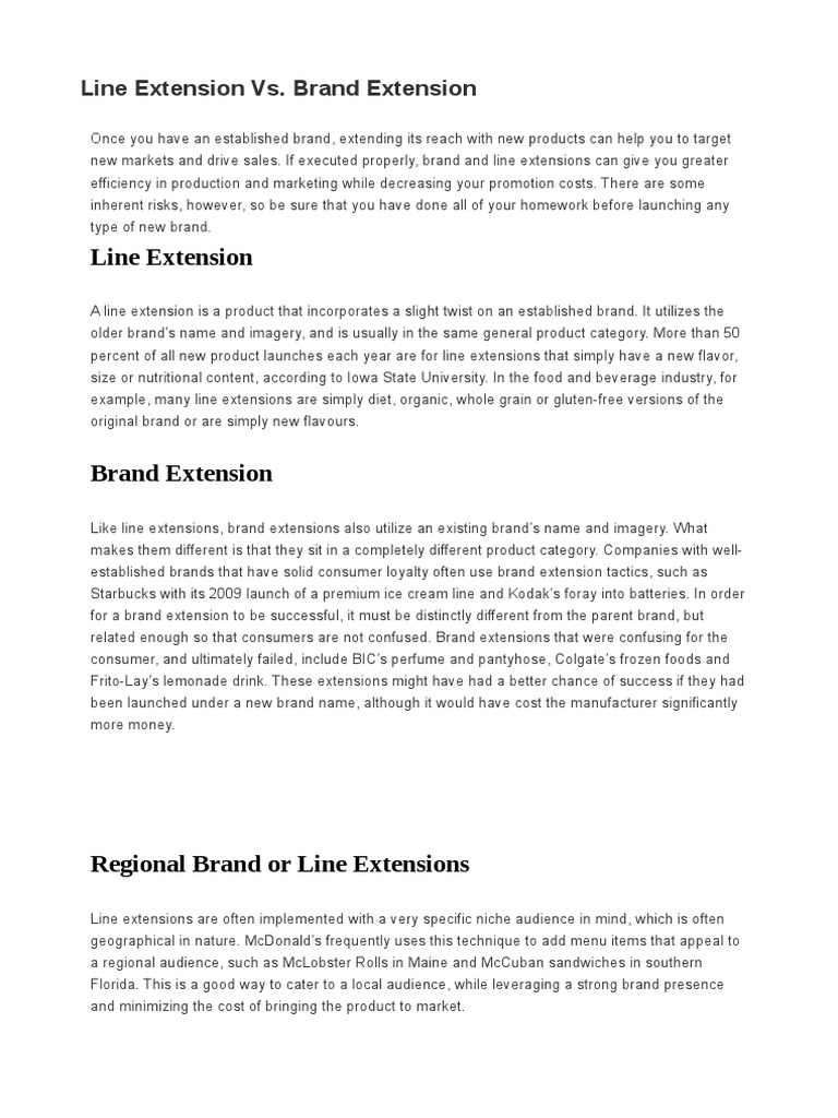 Brand Extension Vs Line Extension | PDF | Brand | Economies