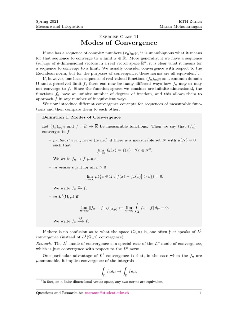 Modes of Convergence: N N N N | PDF | Mathematical Analysis ...