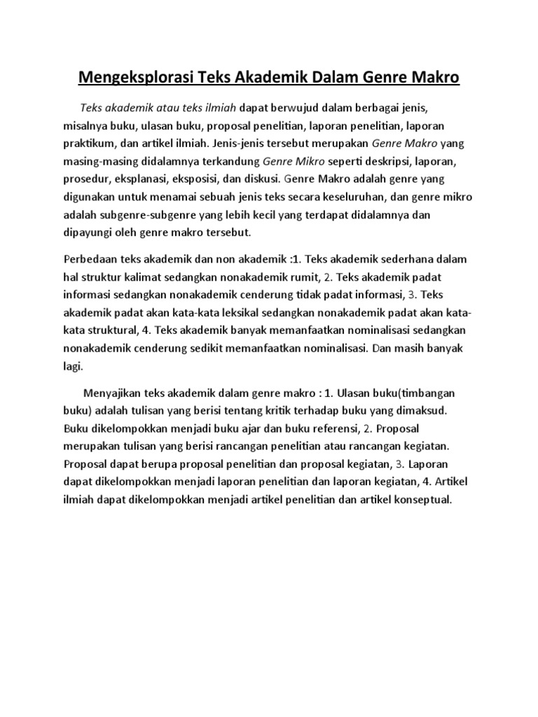 Mengeksplorasi Teks Akademik Dalam Genre Makro | PDF