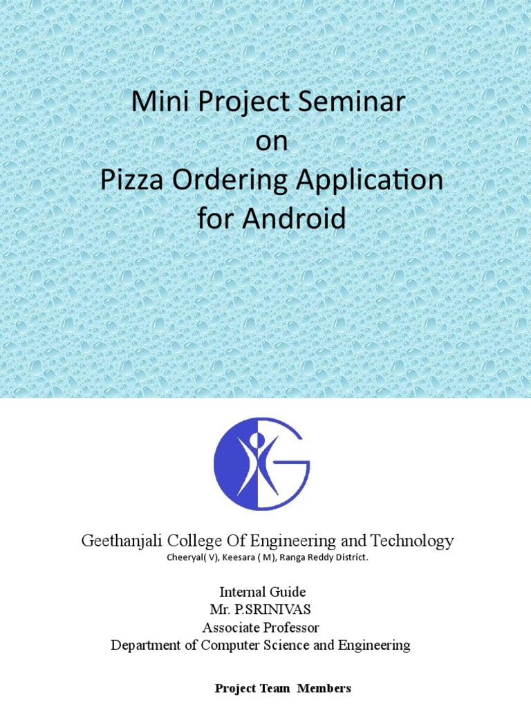 Mini Project Seminar On Pizza Ordering Application For Android | PDF ...
