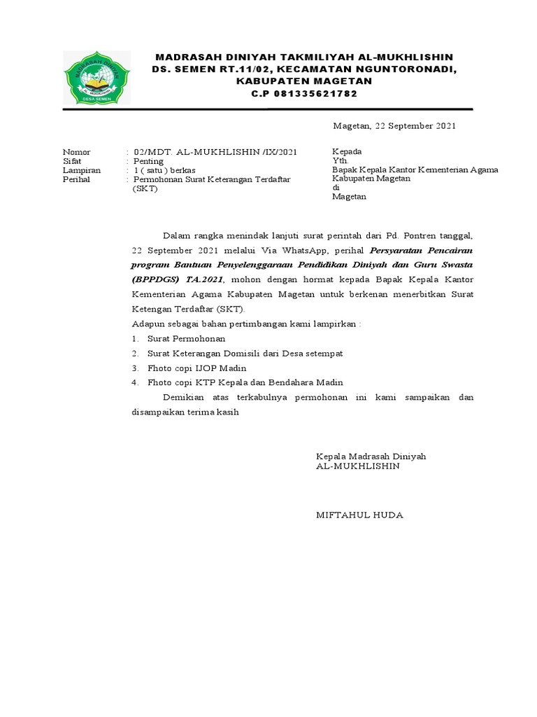 Surat Permohonan SKT | PDF