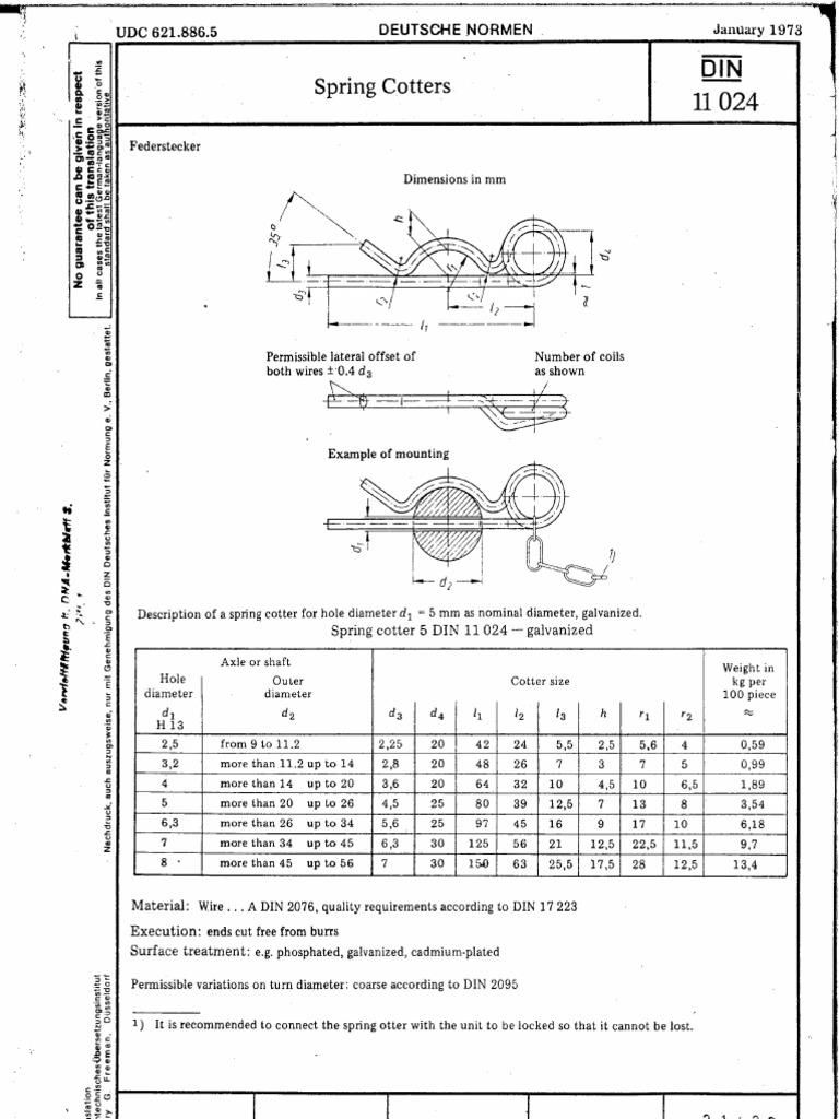 DIN 11024 Spring Cotter Pin | PDF
