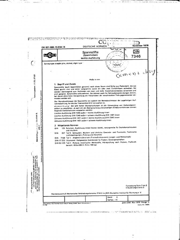 DIN 7346 - Light Spring Dowel Pin | PDF