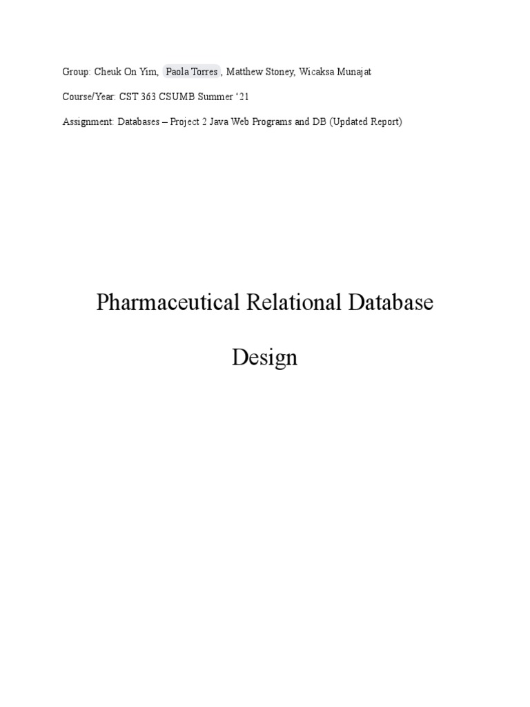 Pharmaceutical Relational Database Design | PDF | Medical Prescription ...