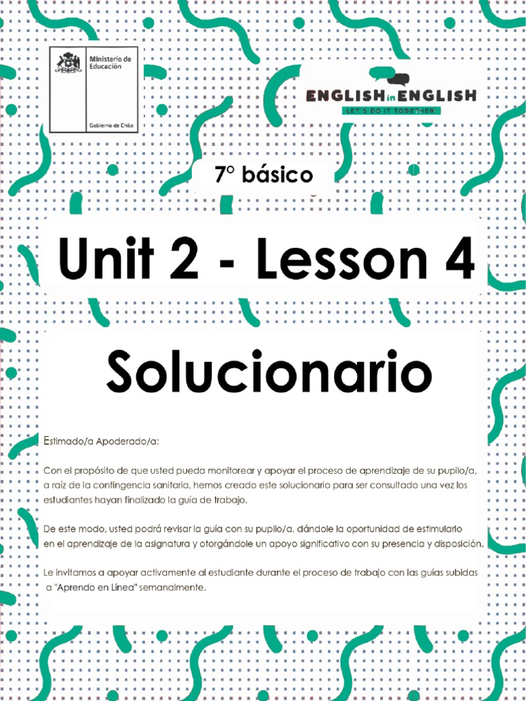 7 Básico Unit 2 Lesson 4 Solucionario | PDF | Meal | Food And Drink