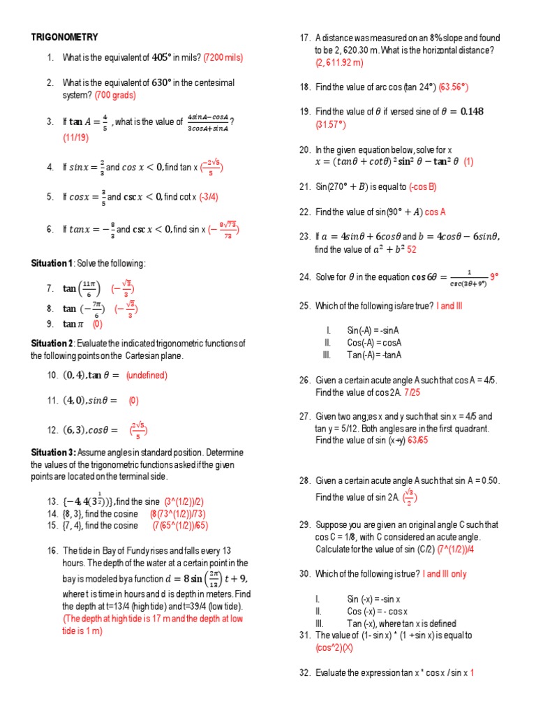 TRIGONOMETRY | PDF | Trigonometric Functions | Sine