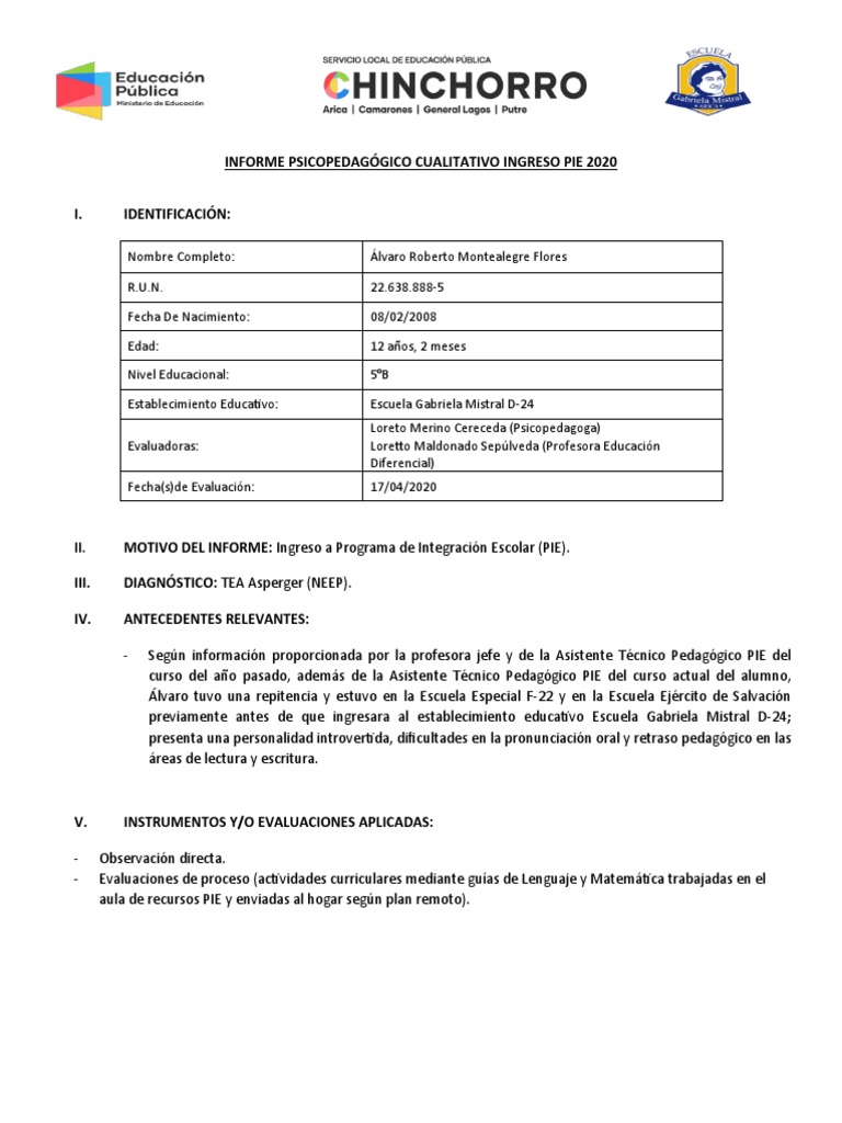 Informe Psicopedagógico Cualitativo 2020 NEEP TEA ASPERGER Álvaro ... Informe Psicopedagógico Cualitativo 2020 NEEP TEA ASPERGER Álvaro ...