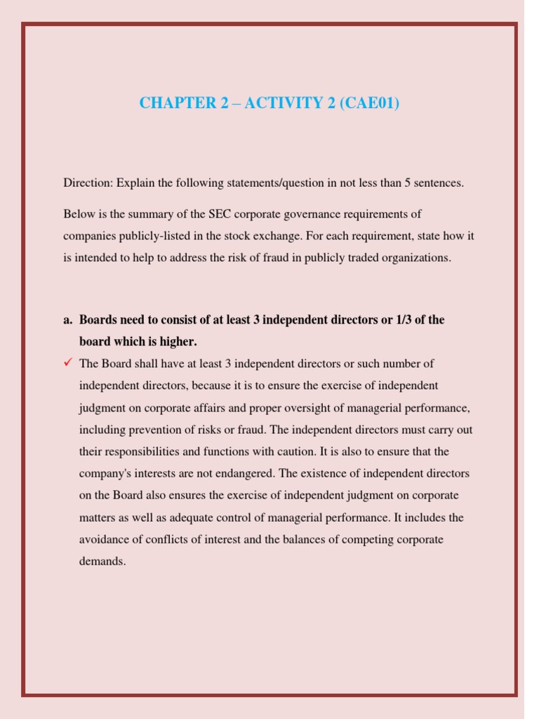Chapter 2 - Activity 2 (Cae01) | PDF | Audit | Audit Committee
