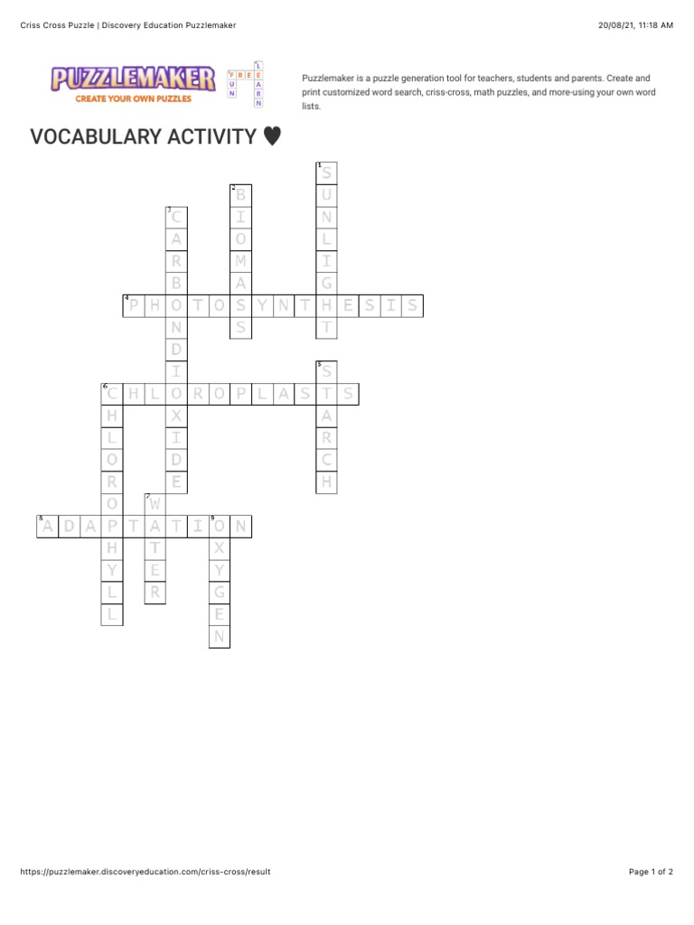 Vocabulary Activity | PDF