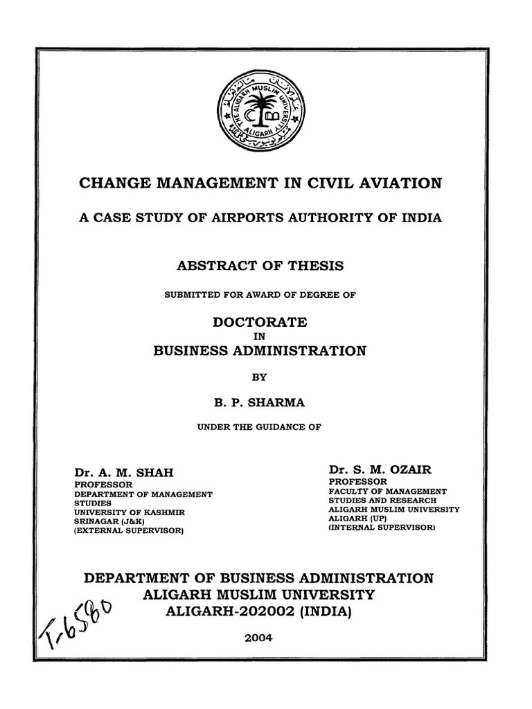 Change Management in Civil Aviation: A Case Study of Airports Authority ...