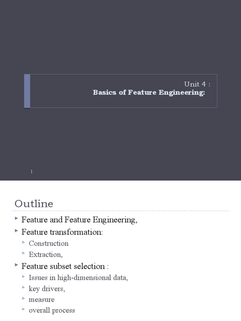 Unit 4 Basics of Feature Engineering | PDF | Standard Score | Machine ...