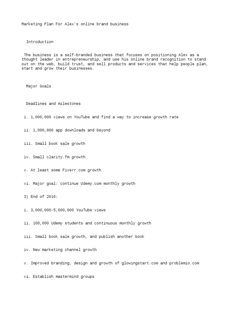 20 - Marketing Plan Template and Example | PDF | Brand | Marketing