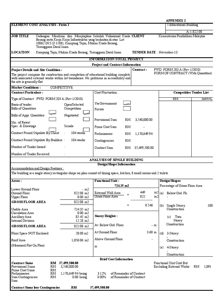 Elemental Cost Analysis | PDF | Wall | Building