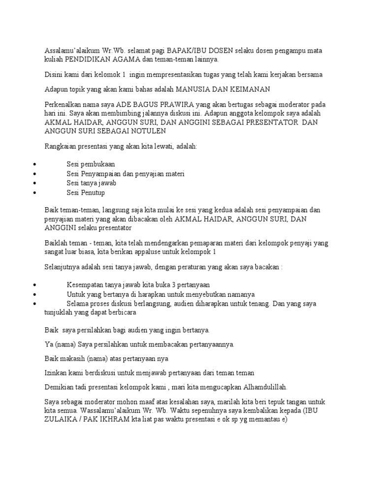 Moderator Presentasi | PDF