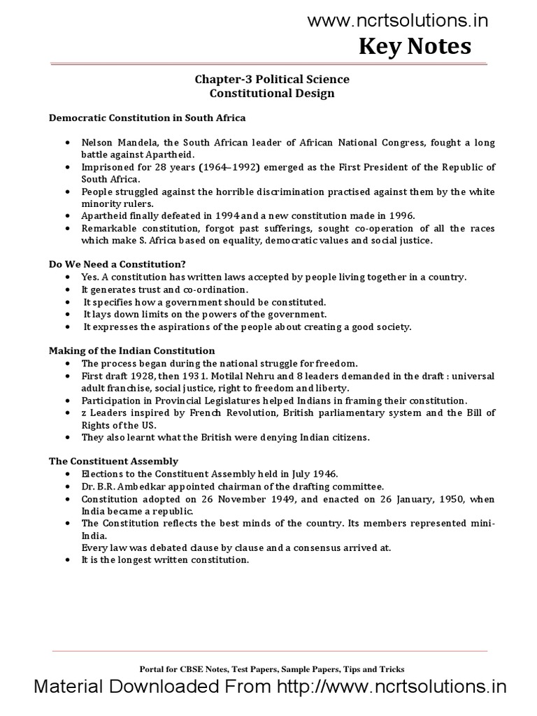 Chapter-3 Political Science Constitutional Design: Democratic ...