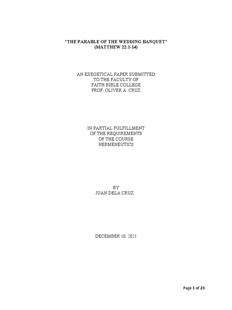 Sample Exegetical Paper | PDF | Gospel Of Matthew | Jesus