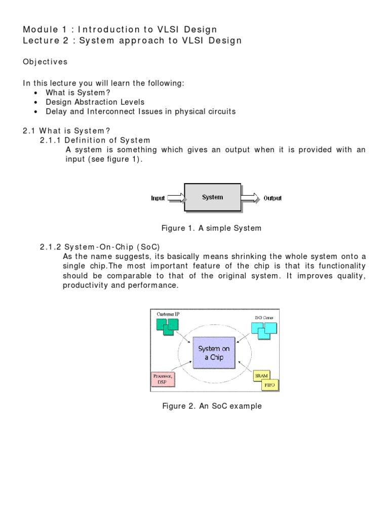 Module 1: Introduction To VLSI Design Lecture 2: System Approach To VLSI Design | Download Free ...