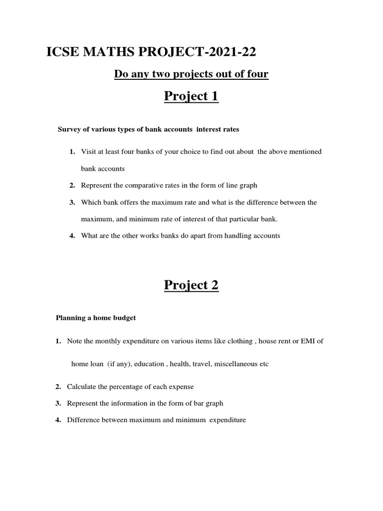 Icse Maths Project-2021-22: Do Any Two Projects Out of Four | PDF | Art