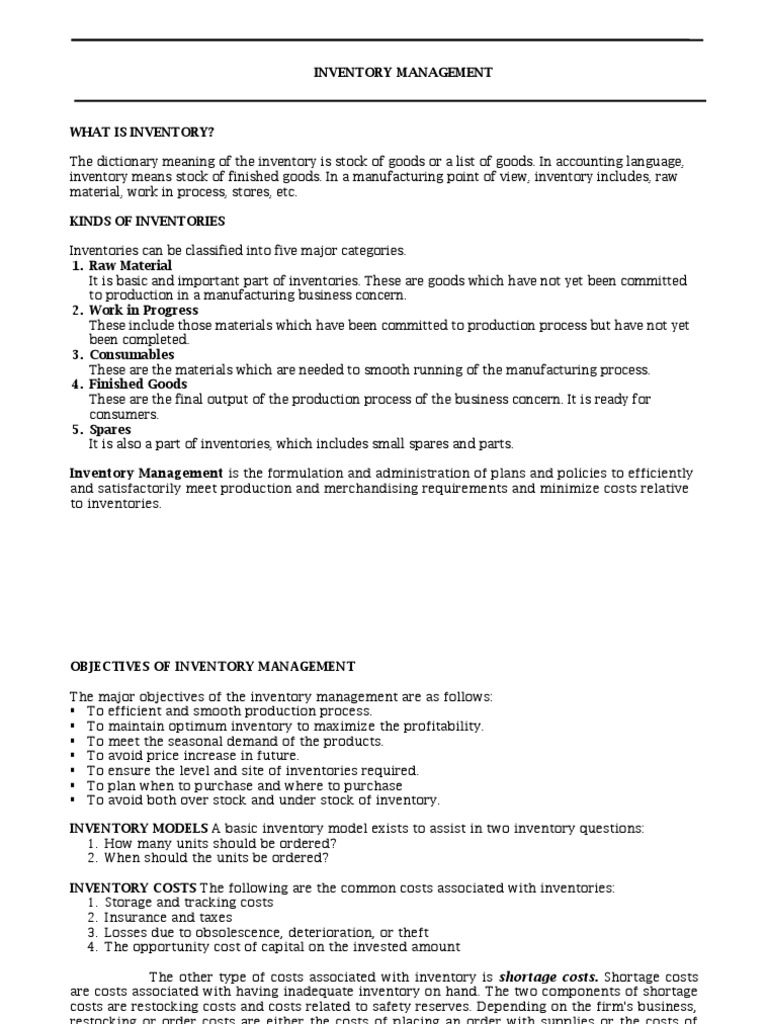 Inventory Management | PDF | Inventory | Business Process Management