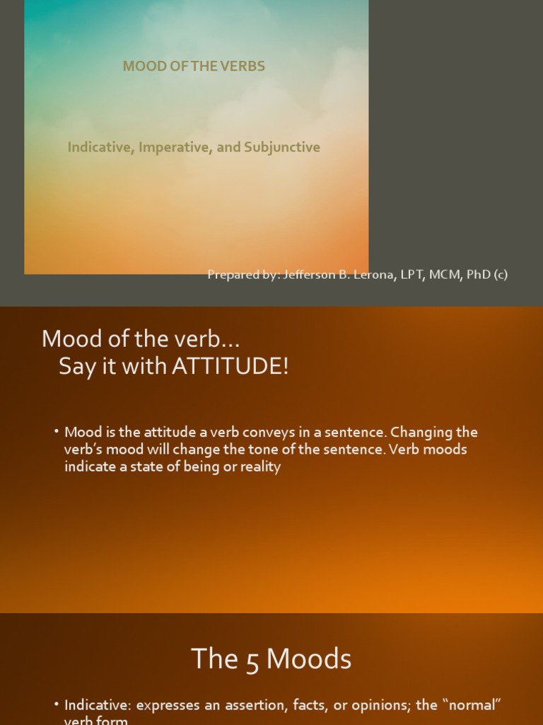 Week 4-Mood of The Verbs | PDF | Syntax | Linguistics